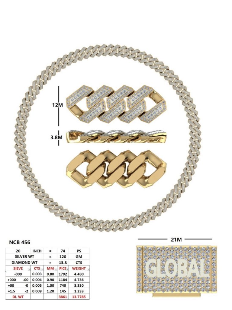 Buy 12mm Cuban Fully Iced Out Diamond Chain at Rs. 1674 online from ...